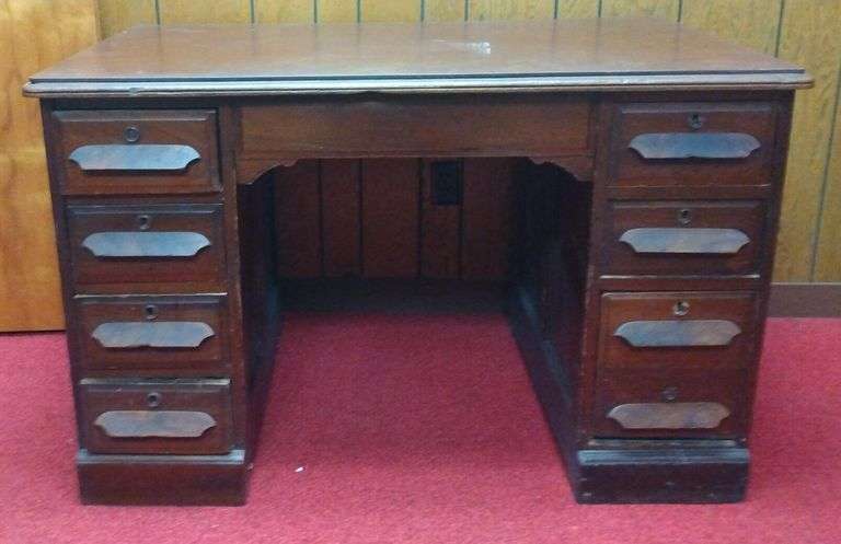 Antique Wooden Desk (30.5" H, 47" L, 27" D) - Sherwood Auctions