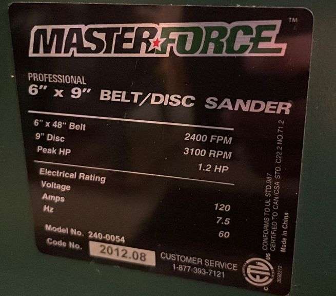 Masterforce 6”x9” Belt/Disc Sander - Sherwood Auctions