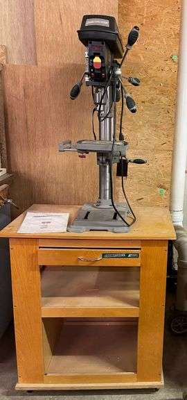 Masterforce 12” Drill Press w/ Laser Crosshair on Wood Stand - Sherwood ...