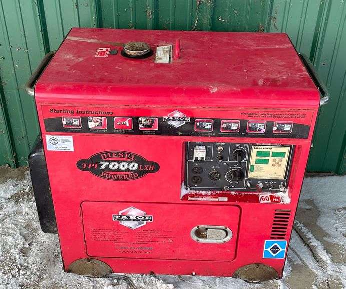 Tahoe TPI 7000 LXH 6.7KW Diesel Generator - Sherwood Auctions