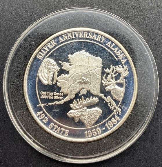 1959-1984 Silver Anniversary Alaska 49th State Coin - Sherwood Auctions