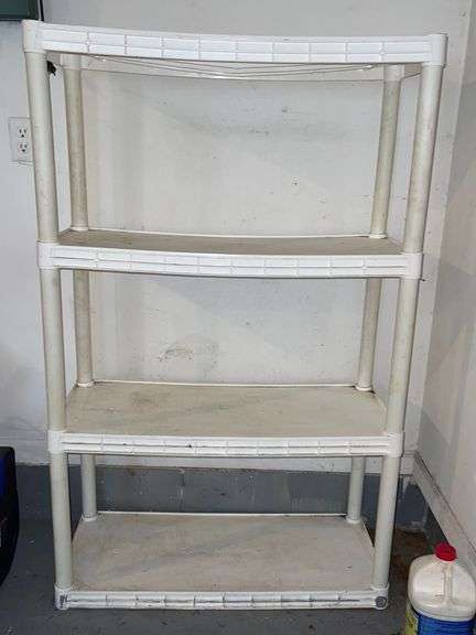 54" Tall White Plastic Shelving Unit - Sherwood Auctions