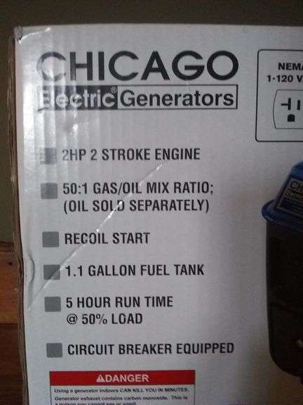 New Chicago Electric Portable Generator - Sherwood Auctions