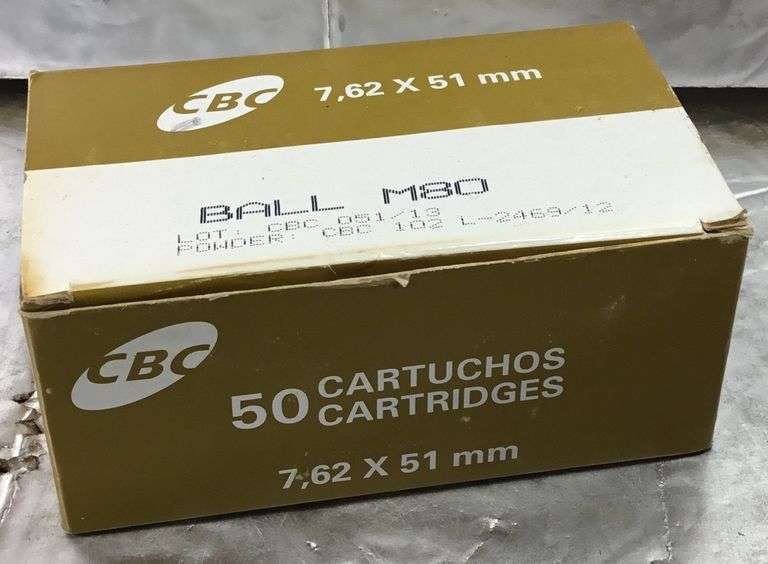 50 Round Box of CBC Ball M80 7.62x51 mm Cartridges - Sherwood Auctions