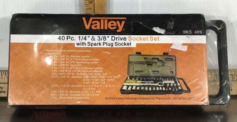 Valley 40PC. 1/4” & 3/8” Drive Socket Set With Spark Plug Set ...