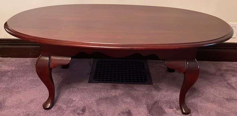 Wooden Coffee Table w/ Queen Anne Legs - Sherwood Auctions
