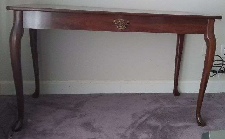 Wooden Counsel Table w/ Queen Anne Legs - Sherwood Auctions