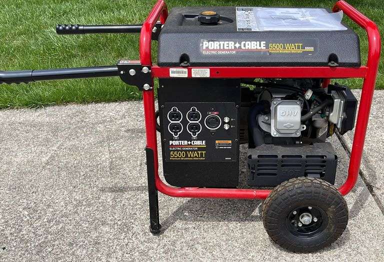 Porter Cable 5500 Watt Electric Generator w/ Briggs & Stratton Motor ...