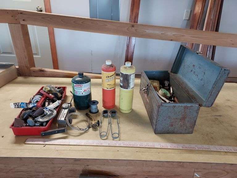 Tool Box with Contents, Torch Tips & Bottles - Sherwood Auctions