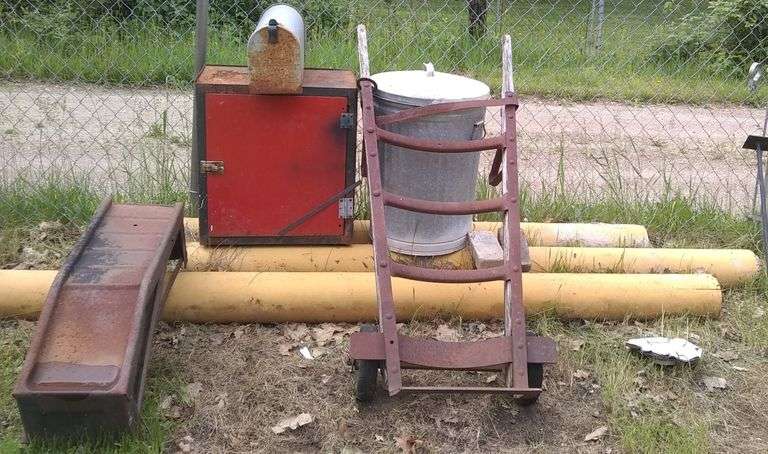 Galvanized Trash Can, Car Ramps, Metal Storage Cabinet, Rustic Wheel ...