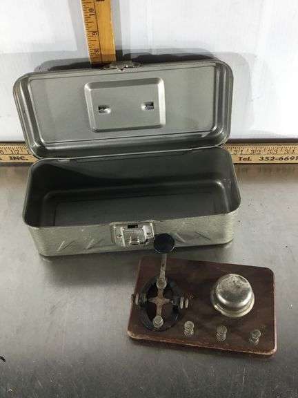 Vintage Morse Code Machine and Metal Container - Sherwood Auctions