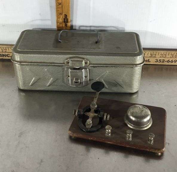 Vintage Morse Code Machine and Metal Container - Sherwood Auctions