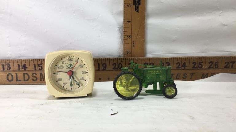 Pioneer Desk Clock & Mini John Deere Tractor - Sherwood Auctions