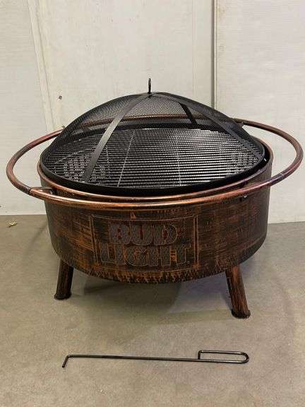 Bud Light Fire Pit Grill (Never Used)Copper Metal - Sherwood Auctions