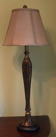 Tall Heavy Black/Bronze Lamp & Shade - Sherwood Auctions