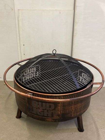 Bud Light Fire Pit Grill (Never Used)Copper Metal - Sherwood Auctions