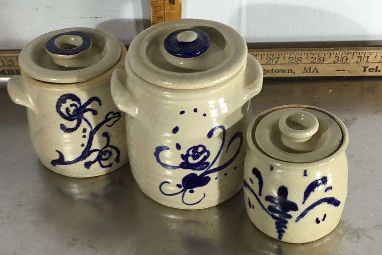Hand Painted Clay Pots With Lids - Sherwood Auctions