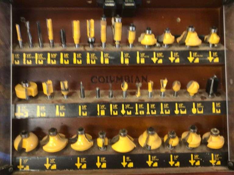 Columbian Wood Working Router Bits in Case, Bore bits + Wood Drill Bits ...