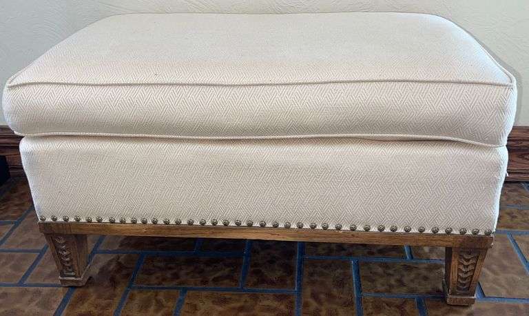 Romweber Viking Oak Cream Footstool - Sherwood Auctions