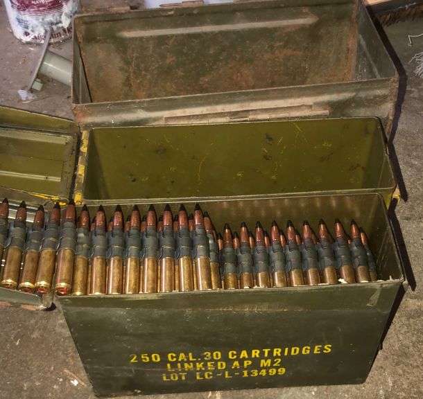 Ammunition Box Full of 250 Cal .30 Cartridges and Empty Ammunition Box ...