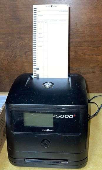 Pyramid 5000 Time Clock + 800 New Time Cards & Holder - Sherwood Auctions