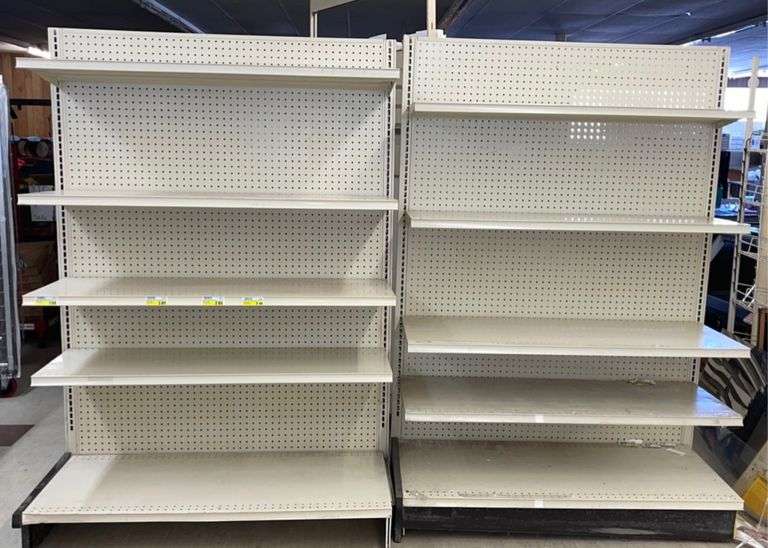 Two 4 ft Sections of Metal Shelving, Each 4 foot Section Includes One ...