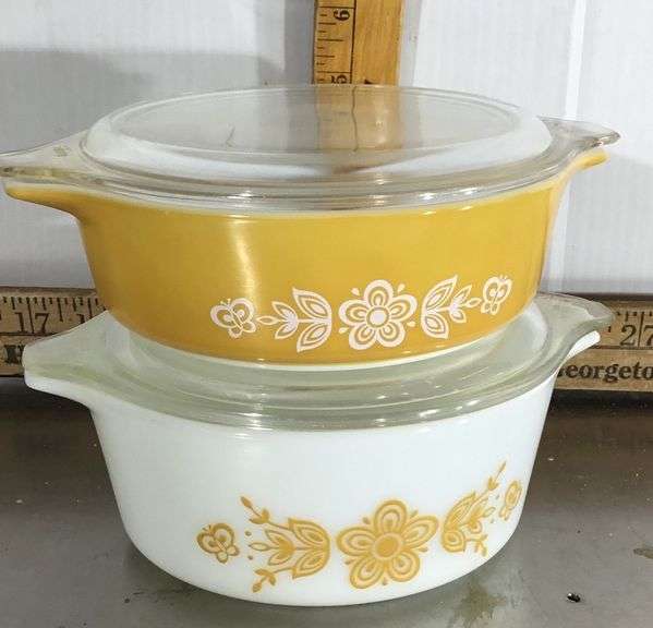 Pyrex Yellow Daisy Dishes with Lids - Sherwood Auctions