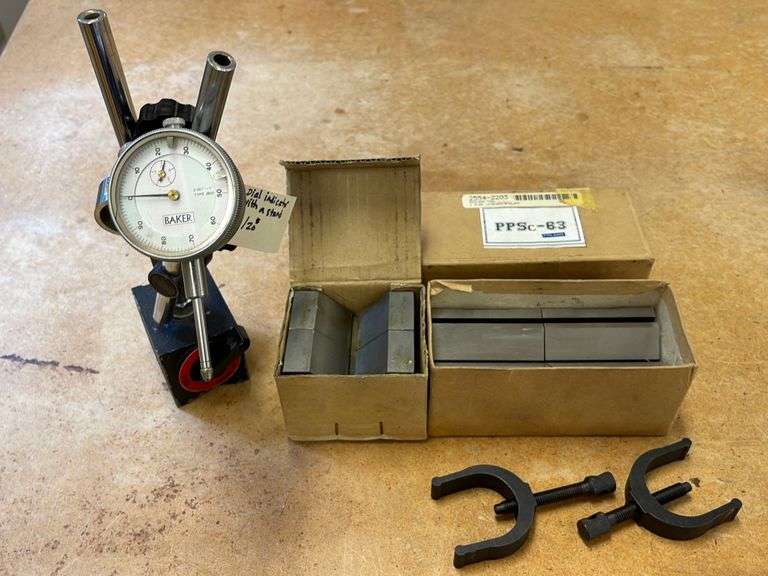 V-Blocks & Clamps + Magnetic Indicator Base w/ Dial - Sherwood Auctions