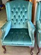 Pair of Green Velour Statement Chairs - Sherwood Auctions