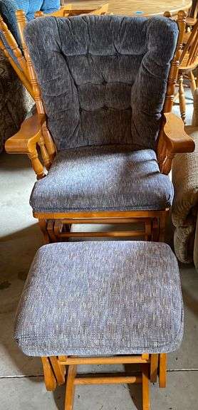 Wooden Glider Rocker w/ Footstool - Sherwood Auctions