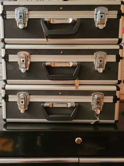 Three Aluminum Framed Locking Tool Cases w/ Contents - Sherwood Auctions