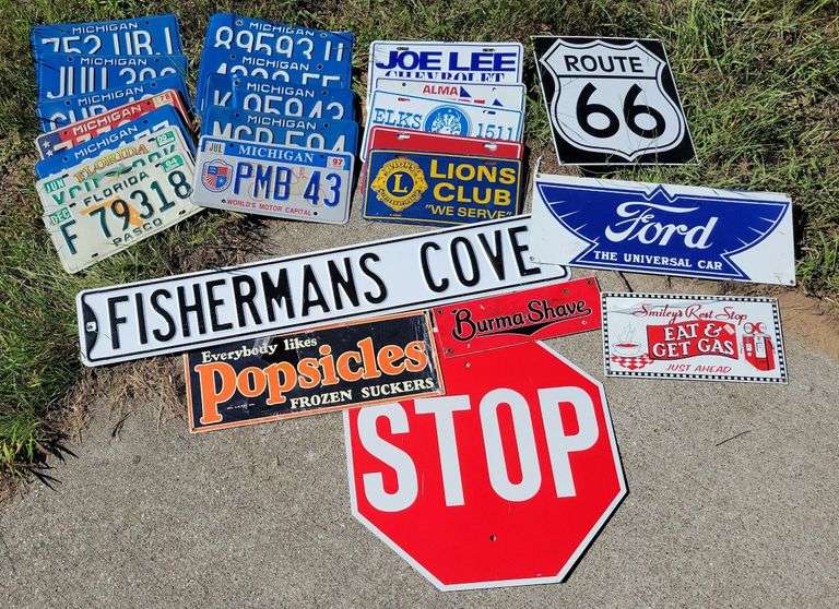 License Plates, Street Signs + Fun Sayings - Sherwood Auctions