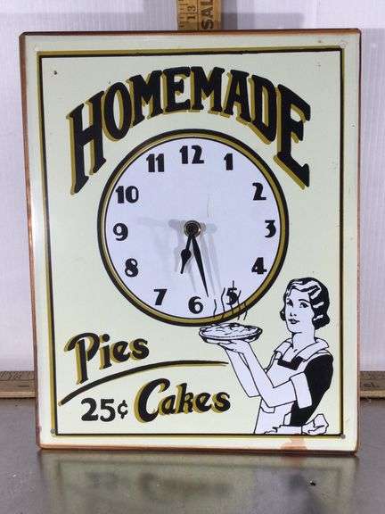 Heavy Metal Homemade Pies Clock Wall Decor - Sherwood Auctions