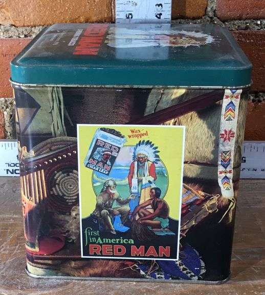 Vintage Red Man Chewing Tobacco Collector Tin - Sherwood Auctions