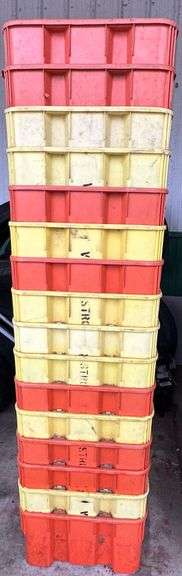Stack Of Square Plastic Totes - Sherwood Auctions