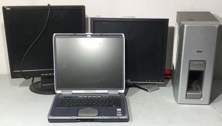 HP Laptop RCA Monitor and Speaker Dell Monitor - Sherwood Auctions