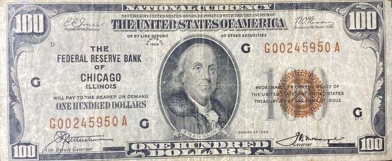 Series of 1929 $100 National Currency, Chicago, Illinois - Sherwood ...
