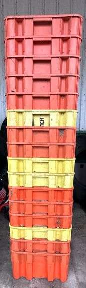 Stack Of Square Plastic Totes - Sherwood Auctions