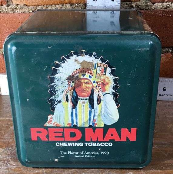 Vintage Red Man Chewing Tobacco Collector Tin - Sherwood Auctions