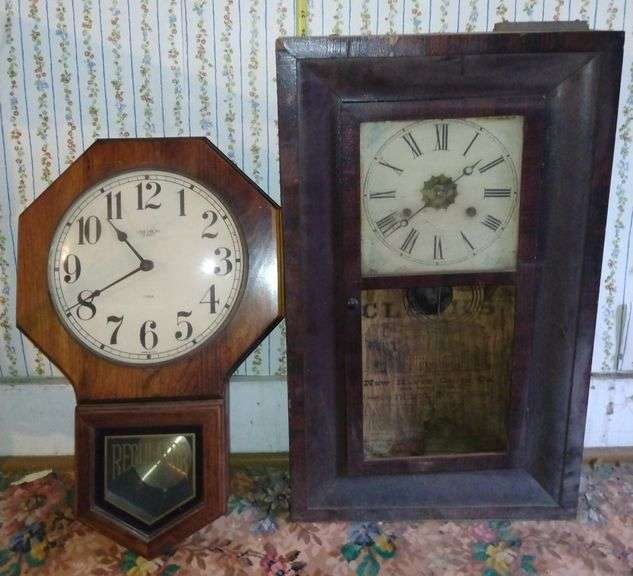 New Haven Wall Clock + Verichron Regulator Wall Clock - Sherwood Auctions