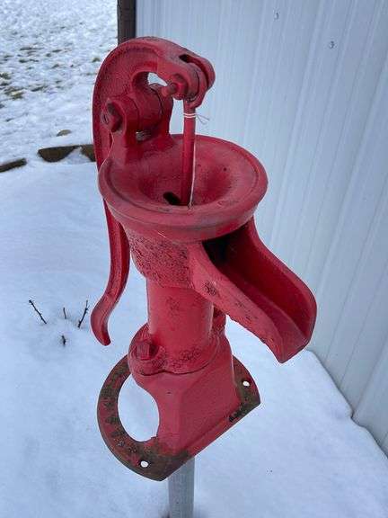 Cast Iron Red Water Pump - Sherwood Auctions