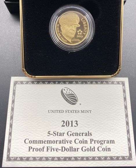 2013 U.S. Mint 5-Star Generals Proof $5 Gold Coin - Sherwood Auctions