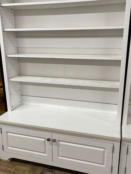 White Wooden Display Cabinet w/ Bottom Storage 88” tall, 4’ wide & 19 ...