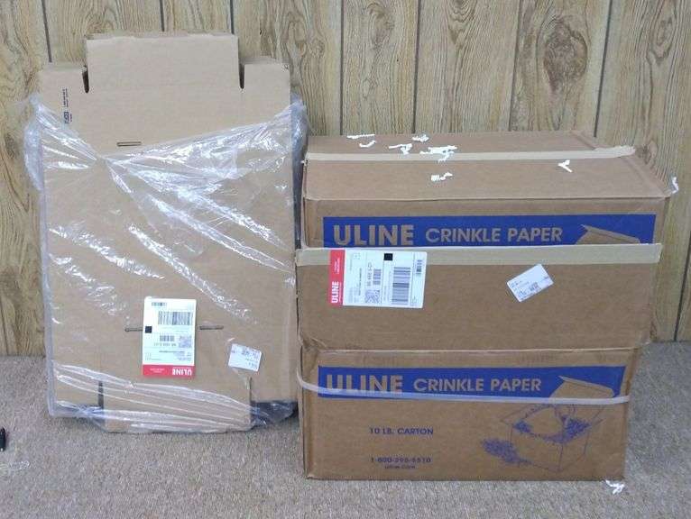 Foldable Boxes + 2 Boxes of ULine Crinkle Packing Paper - Sherwood Auctions