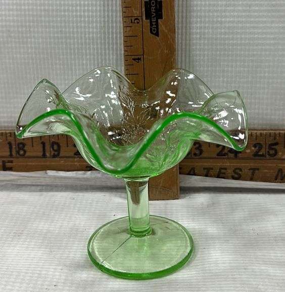 Compote Bowl Green Glass at Corrina Davis blog