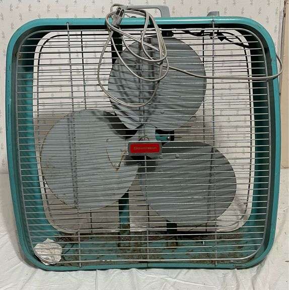 Vintage Metal Dominion Box Fan Has Power - Sherwood Auctions