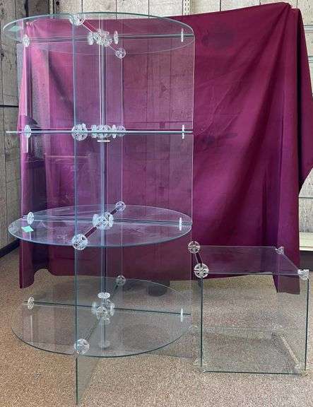 Round Glass Showcase Display 5’ tall & 35” round + 17" Square Glass ...