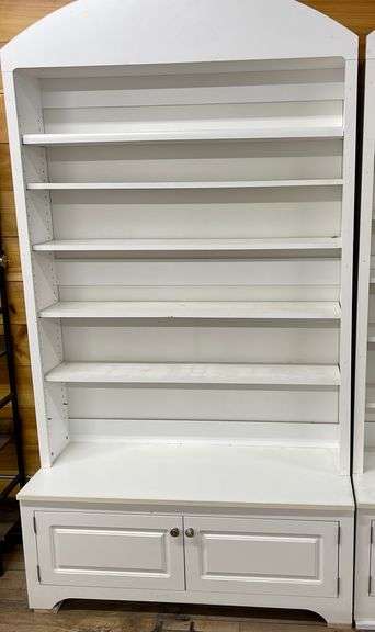 White Wooden Display Cabinet w/ Bottom Storage 88” tall, 4’ wide & 19 ...