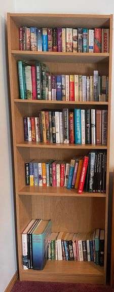 Tall Wood Bookshelf w/ Book Collection - Sherwood Auctions