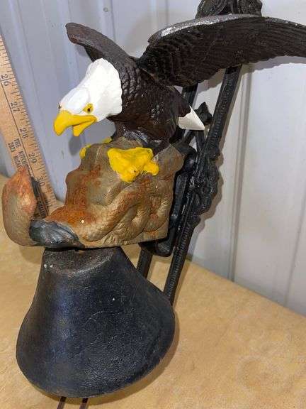 Cast Iron Eagle & Snake Dinner Bell on Brace - Sherwood Auctions